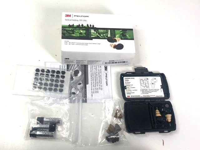 3M PELTOR TEP-200 Black Hearing Protection Tactical Ear Plug Kit - READ ...