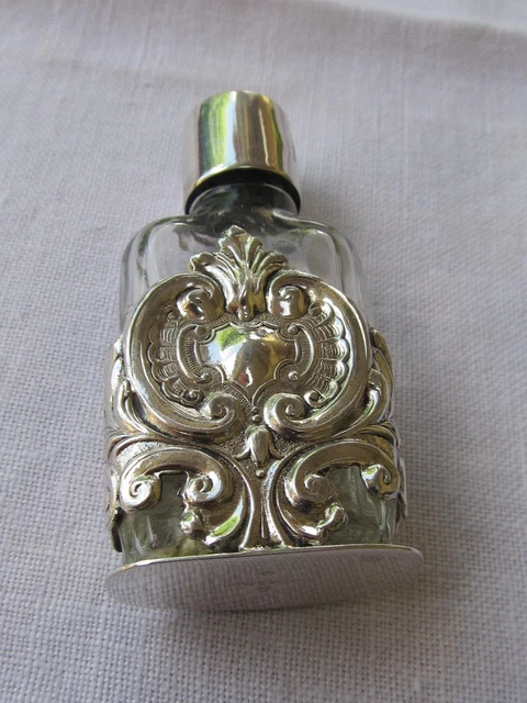 FLACON À SELS ou parfum en verre façade et bouchon argent 925 EUR 39,00 ...