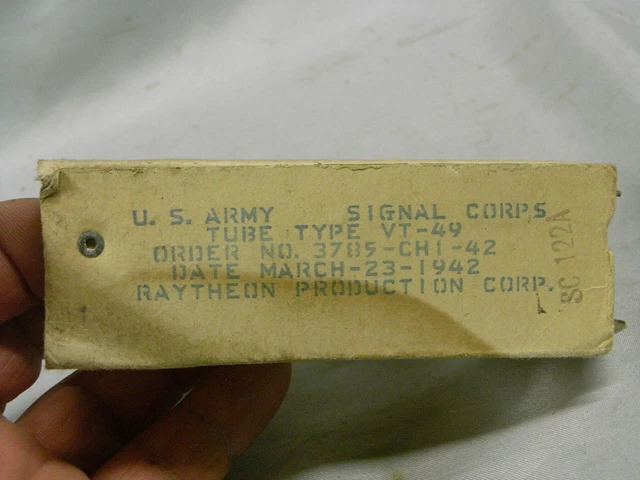 TUBE TYPE VT 49 Us Army Signal Corps Ww2 Militaria Ampoule Lampe Radio ...