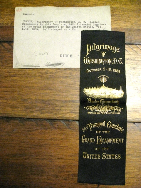 1889 FREE MAÇON Chevaliers Maçonniques Templiers 1889 Washington DC ...