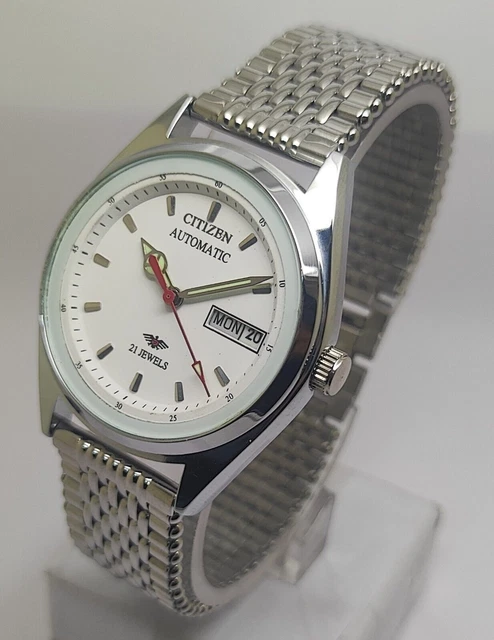 CITIZEN VINTAGE CAL.8200 quadrante bianco giorno/data orologio da polso ...
