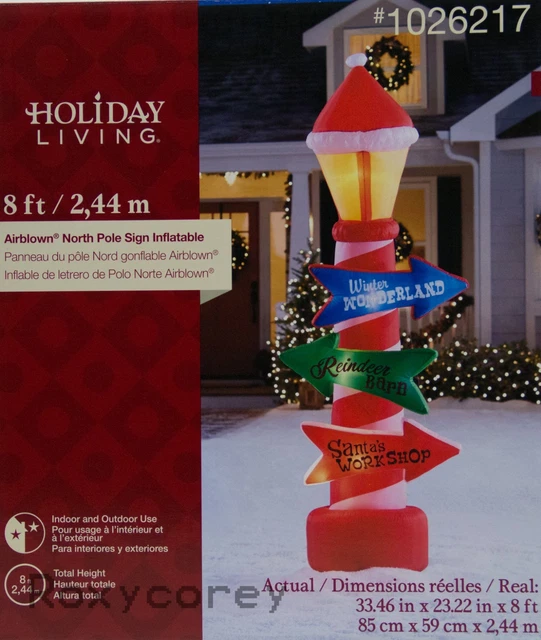 GEMMY HOLIDAY LIVING Christmas 8 ft North Pole Sign Airblown Inflatable ...