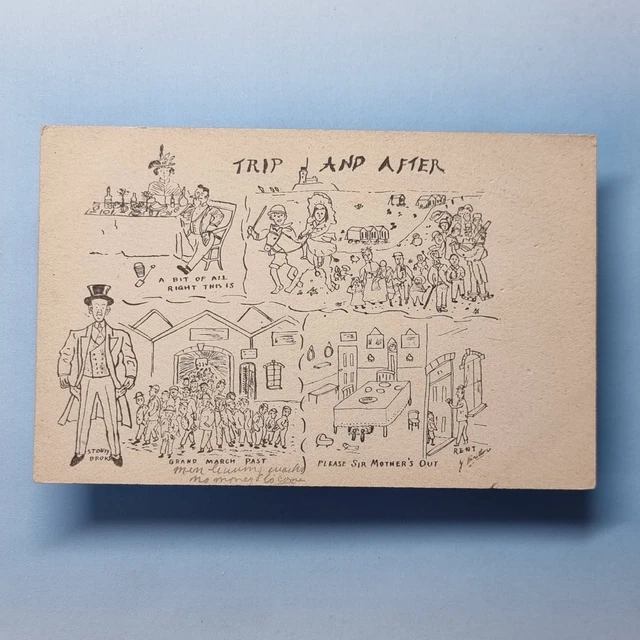 COMIC POSTCARD 1910 Cartoon Sketch Trip & After J Brittain Artist ...