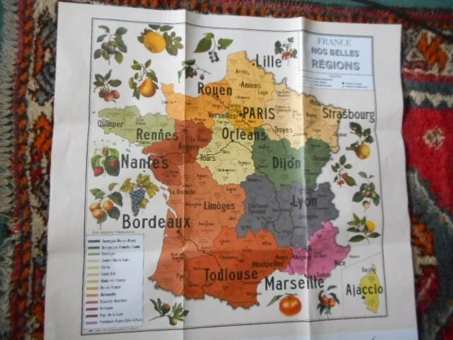 CARTE DE FRANCE (provinces) sur papier -60x60 cm EUR 2,80 - PicClick FR