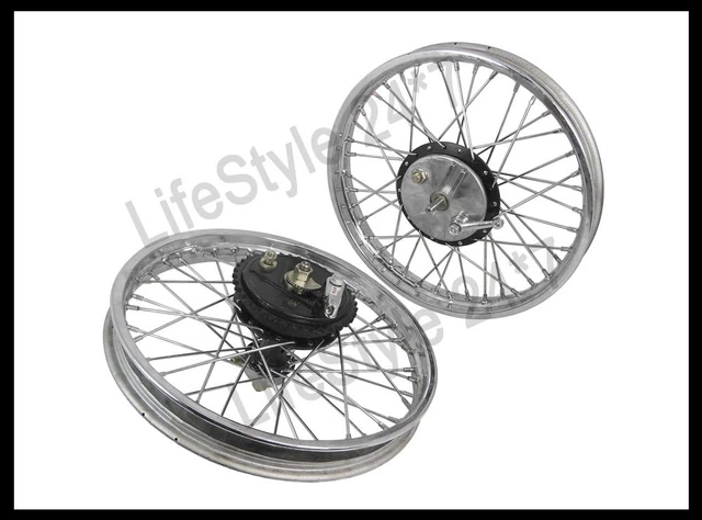VINTAGE 19& FRONT Rear Half Width Hub Wheel Rim Assembly Royal Enfield ...