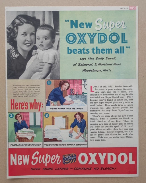 SUPER OXYDOL WASHING powder Original UK Press Advert 1949 £5.91 ...