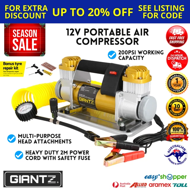 GIANTZ 12V AIR Compressor 200L/MIN Tyre Deflator Inflator 4x4 Car Truck ...
