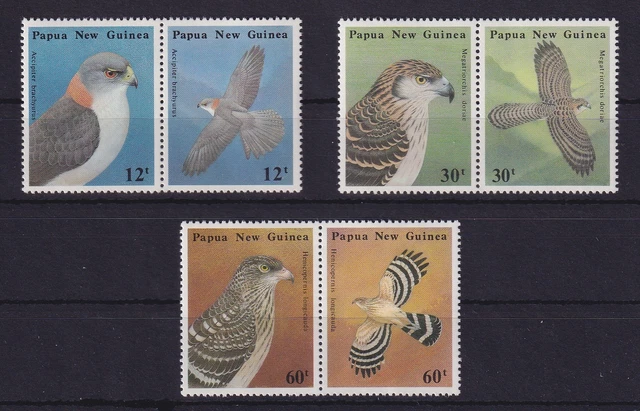 PAPUA NEW GUINEA Birds of Prey Mi. No. 497-502 Set of 6 Values Pl ...