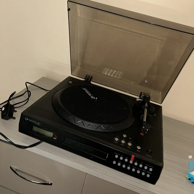 NEOSTAR NTCD1B TURNTABLE Record Player & CD Recorder Black Backlit LCD ...