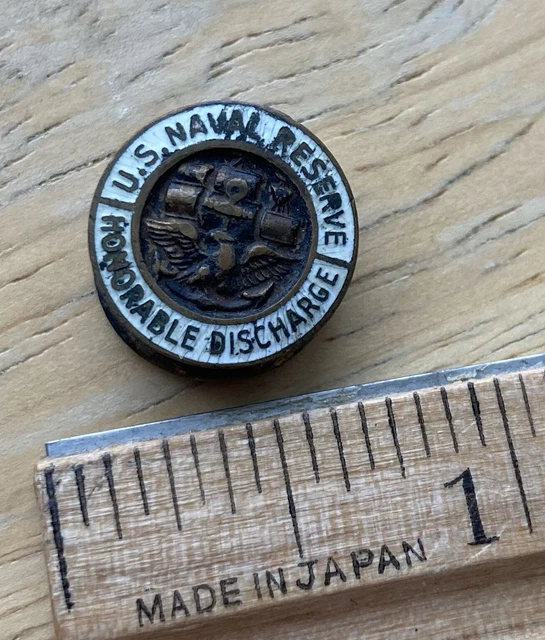 VTG WWII ERA US NAVAL RESERVE HONORABLE DISCHARGE Lapel Button Pin USNR ...