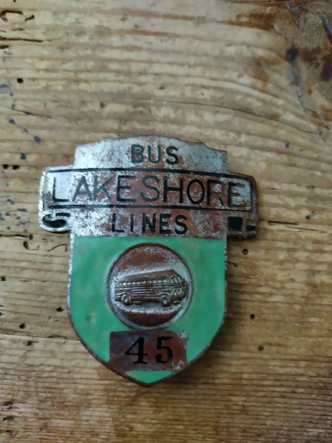 VINTAGE LAKESHORE LINES Bus Driver Hat Badge # 45 £154.61 - PicClick UK