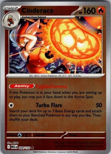 POKEMON | ME01: Mega Evolution | Cinderace | 028/132 | Reverse Holo ...