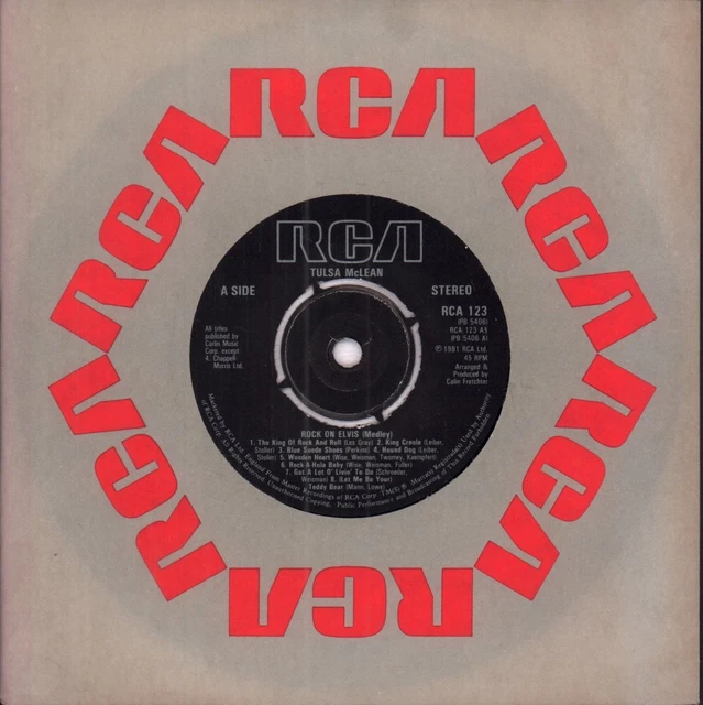 TULSA MCLEAN ROCK On Elvis 7" vinyle UK Rca 1981 4 broches étiquette ...
