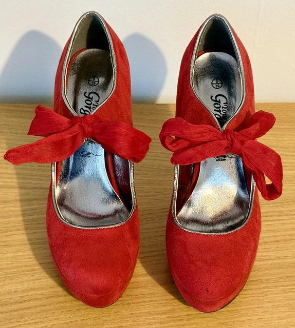 YOUR-FEET-LOOK-GORGEOUS RED TIE-UP / Suede Effect Platform Shoes - Size ...