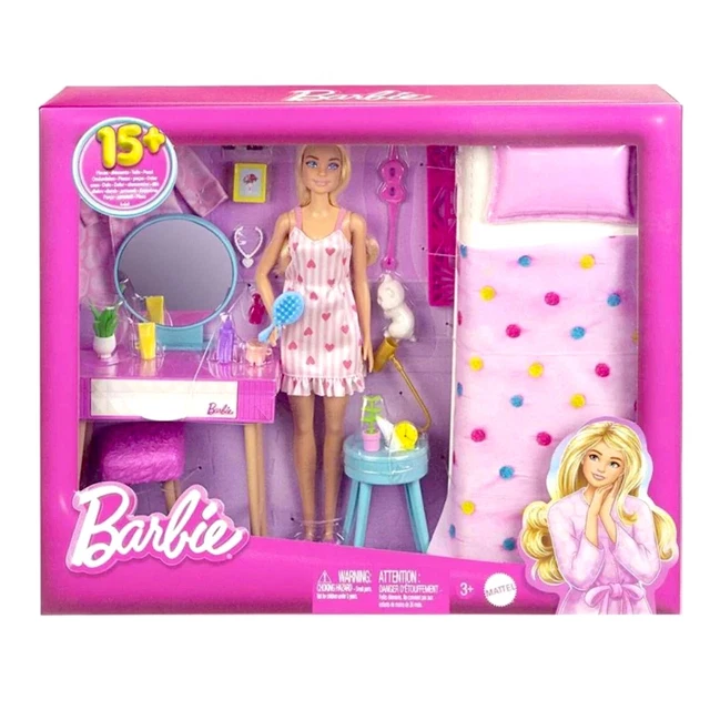 Barbie Doll And Bedroom Full Playset And Furniture With 20 Pieces
