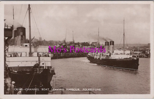 KENT POSTCARD - Cross Channel Boat Leaving Harbour, Folkestone SW14865 ...