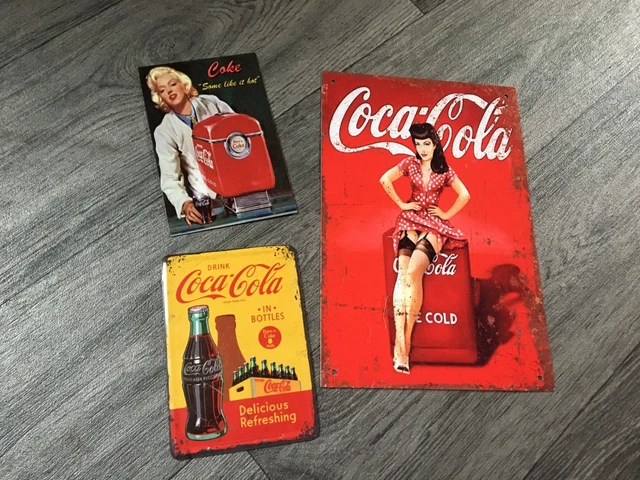 COCA COLA MARILYN monroe etc , metal advertising sign x 3 £8.65 ...