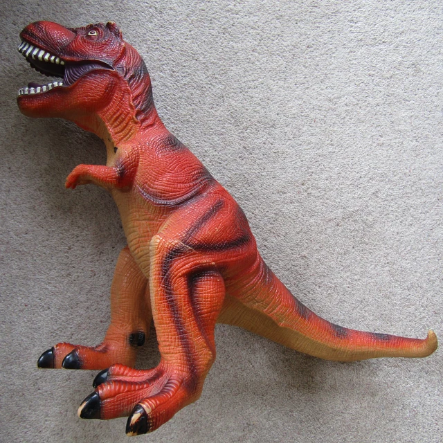 LARGE RUBBER DINOSAUR Toy Tyrannosaurus Rex. T-Rex. Soft. 43cm Tall. £ ...