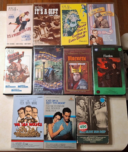 VINTAGE BIG BOX Clamshell VHS Tapes Lot Clint Eastwood Charles Bronson ...