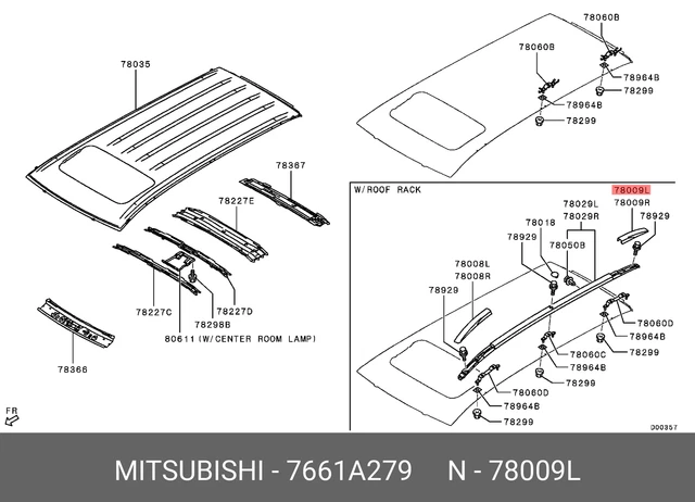 GENUINE OE ROOF Rack Assembly 7661A279 for Mitsubishi 7661-A279 £49.85 ...