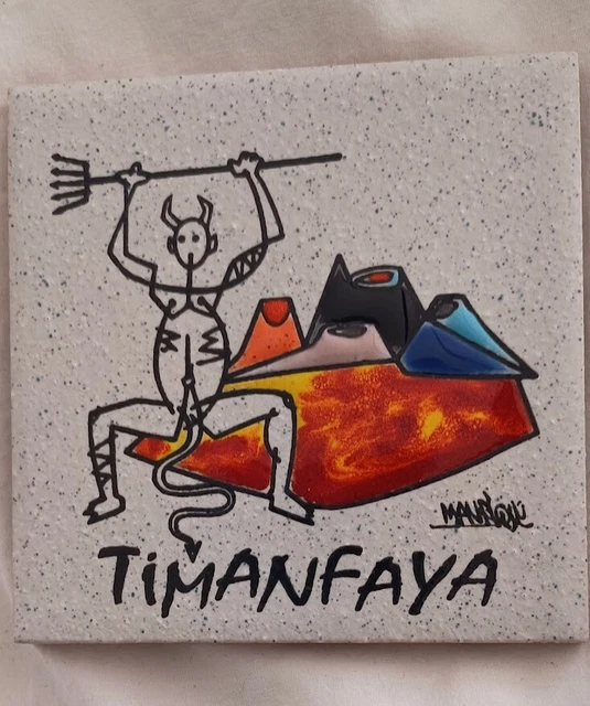 VINTAGE CESAR MANRIQUE Lanzarote Ceramic Signed Wall Tile DEVIL MAN ...