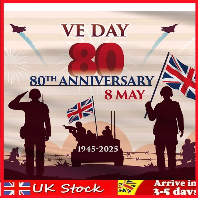 VE DAY 80TH Anniversary Flag,Decorations Memorabilia Victory In Europe ...