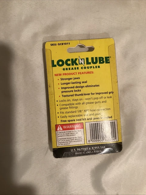 LOCKNLUBE GREASE COUPLER GC81011 / 10,000 PSI LOCK-N-LUBE New In Pkg ...