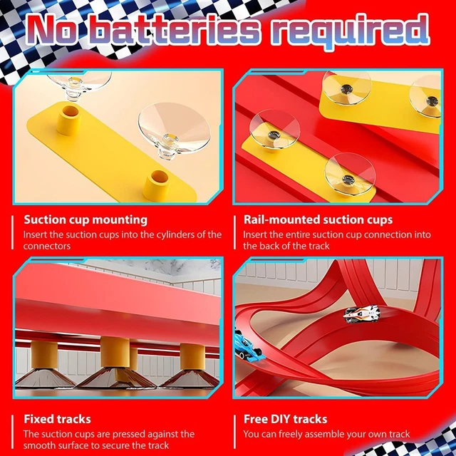 CAR RAMP TOY with 4 Racing Cars Ready-To-Play Indoor/Outdoor Racing Kit ...