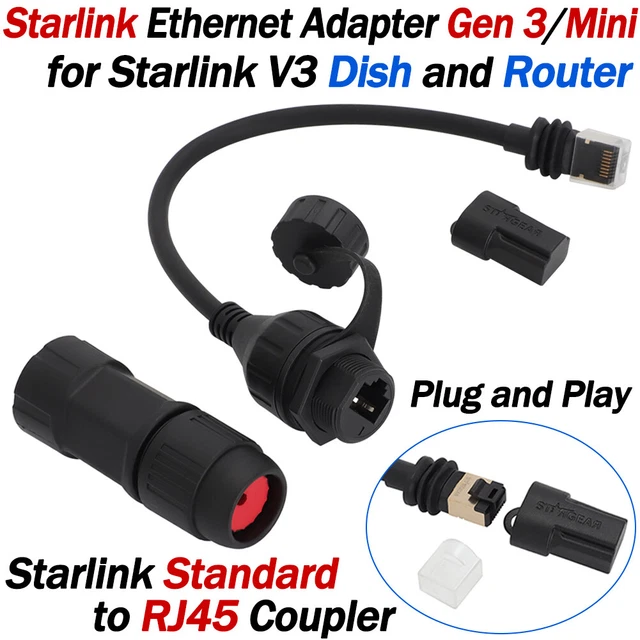 FOR STARLINK GEN 3 Cable Extension to RJ45 Coupler Internet Adapters ...