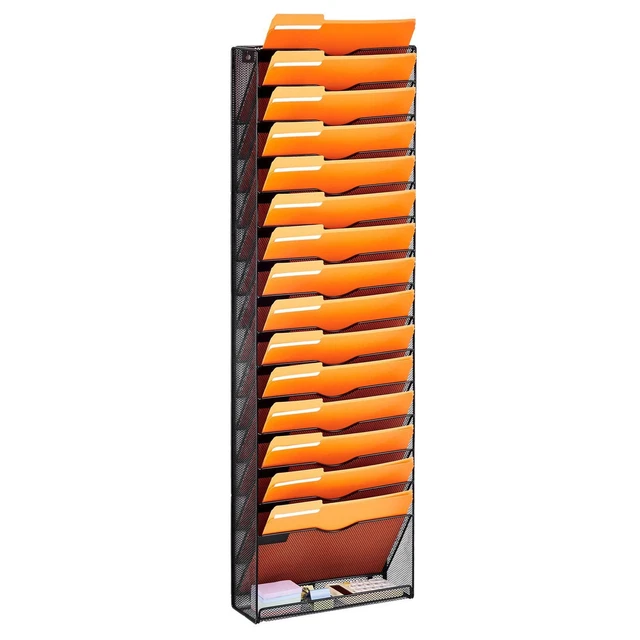 HANGING WALL FILES Organizer, 16-Tier Vertical Wall File Holder w ...