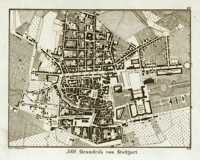 STOCCARDA MAPPA CITTÀ Originale Litografia Nuovo Galleria Fotografica ...