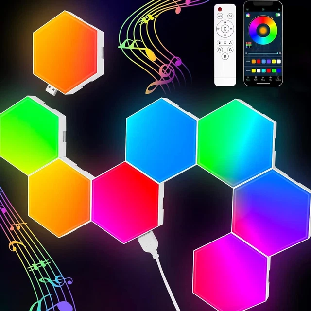 HEXAGON LIGHTS GAMING 8 Pack RGB Led Hex Light Panels Hexagon Smart ...