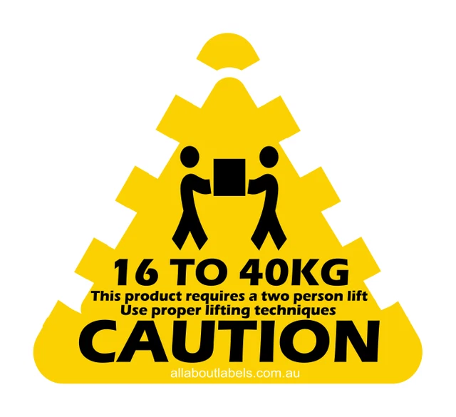 WEIGHT WARNING LABELS/STICKERS for Cartons/Freight 16-40Kg Workplace ...