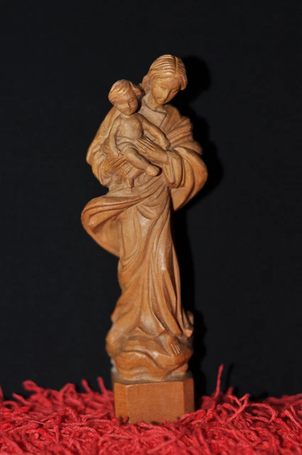 BEAUTIFUL WOODEN MOTHER and Child Religious Figurine Jesus & Mary ...