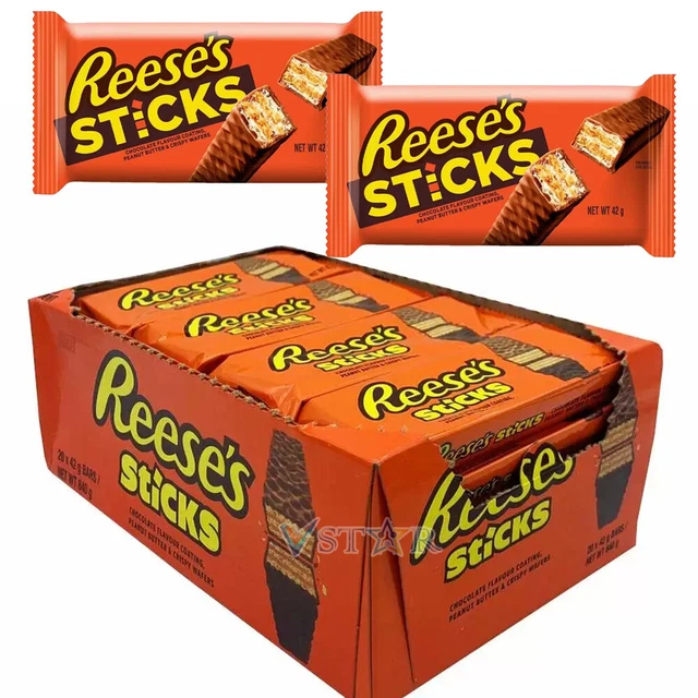 REESE STICKS PEANUT BUTTER CRISPY WAFERS MILK CHOCOLATE BARS 42g £11.54 ...