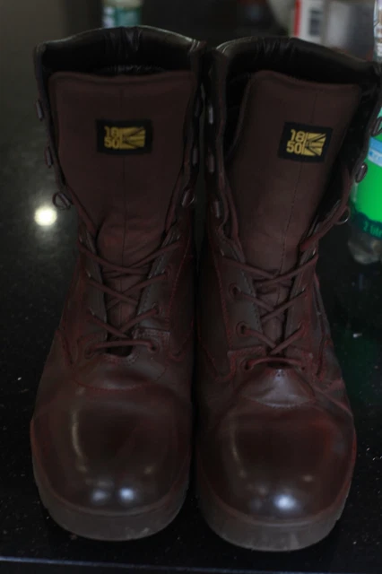 BROWN ARMY FULL LEATHER Military Combat Patrol Boots Tactical Security ...