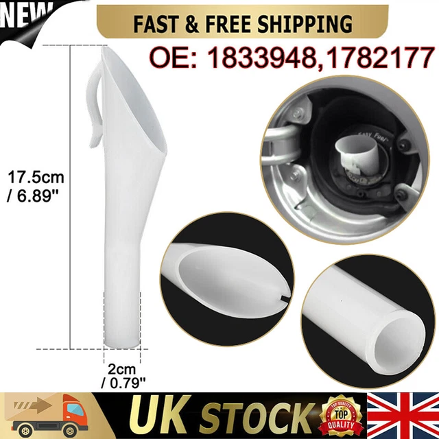 EMERGENCY CAPLESS FUEL Fill Filler Funnel Spout Adapter White For Ford ...