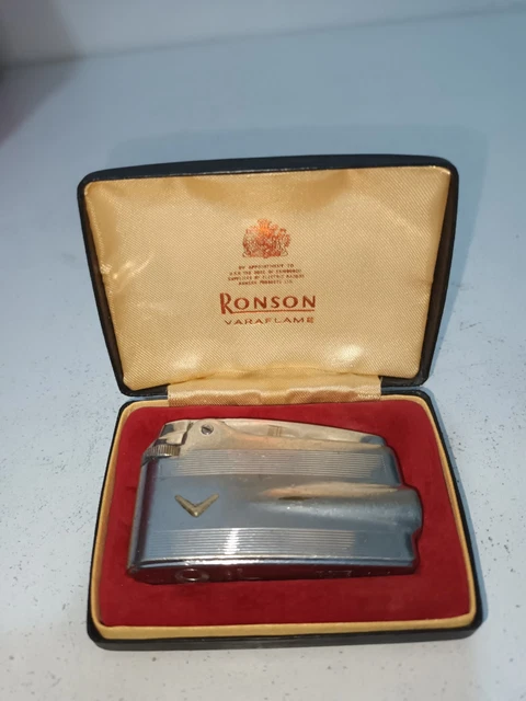 VINTAGE RONSON &GOLD V" Varaflame Butane Lighter In Original Box MADE ...