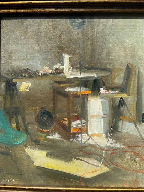 ARTIST, DUANE KEISER small oil painting on board, "Studio In The ...