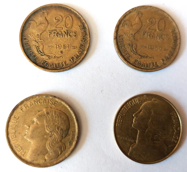 LOT DE 3 pièces de monnaie de 20 francs et 1 pièce de 20 centimes EUR 2,00 - PicClick FR