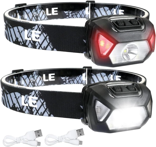LEPRO HEAD TORCH Rechargeable, 2000L Waterproof LED Headlamp with Red ...