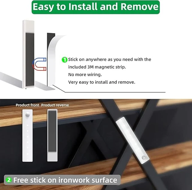 3PCS UNDER CUPBOARD LED Kitchen Lights Motion Sensor Rechargeable ...