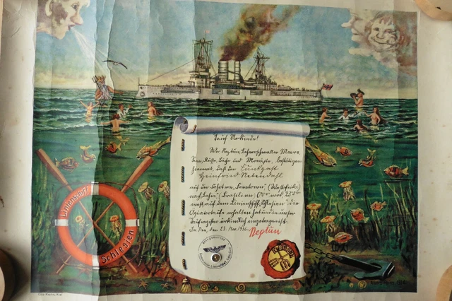 BAPTISM CERTIFICATE EQUATOR baptism line ship Silesia 1936 Kriegsnavy ...