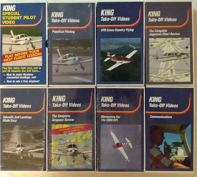 8 VHS KING Take-Off Videos Pilot Special Student Practical VFR Cross Co ...