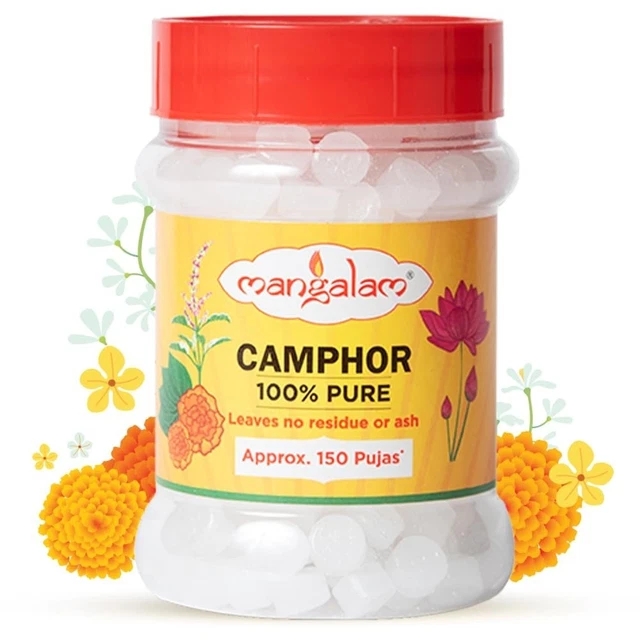 PREMIUM QUALITY CAMPHOR Blocks 100% Pure & Natural Tabs 100gm Jar Free ...