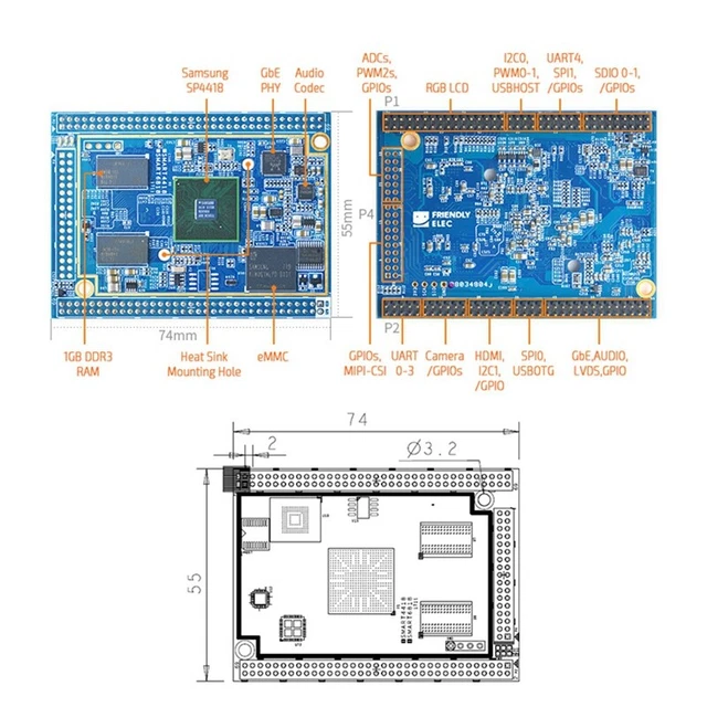 SMART4418 CORE BOARD S5P4418 -A9 Quad-Core 1+8G EMMC Open Source1609 ...
