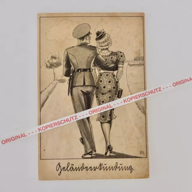 ORIG AK WK 2 Ww2 Geländeerkundung Soldat Mit Mädchen Militär ...