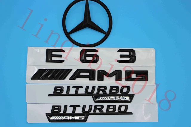 GLOSS BLACK E63 AMG Trunk Logo Sticker Decal Emblem Badge Package W213 ...