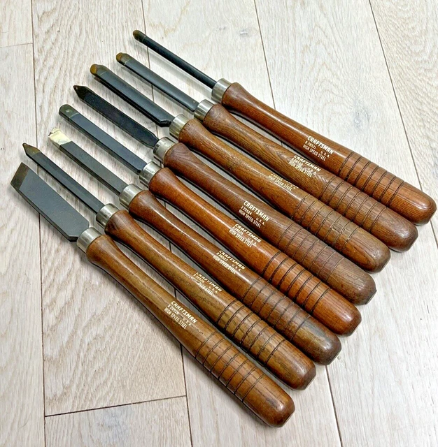 SET 8 CRAFTSMAN Wood Turning Lathe Knives Chisels Woodworking Tool ...