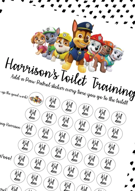 PAW PATROL POTTY Toilet Training Chart & Matching Stickers Print ...